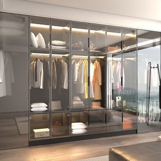 Modular Wardrobe with Elegant Glass Showcase Armoires Closet Cabinet ...