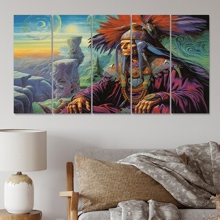 Designart "Native Shaman Ancient Wisdom I" Folk Religion Multipanel ...