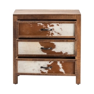 Cowhide Three-Drawer Wooden Chest - Western/ Rustic - 30x17x31 - Bed ...
