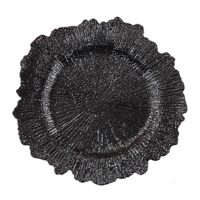 Scalloped Decorative Charger Plates (Set of 4) - Textured Round Table ...