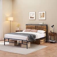 Farmhouse Metal Platform Bed Frames with Storage Classic Storage Beds ...