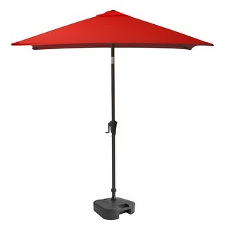 6.5ft Square Tilting Crimson Red Patio Umbrella with Base - Bed Bath ...