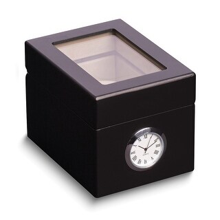 Curata Matte Black Finish Quartz Movement Clock Glass Lid Velour Lined ...