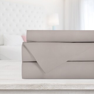 Solid 4 Piece Queen Taupe Sheet Set - Bed Bath & Beyond - 33932642