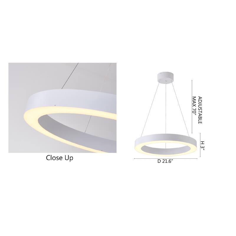 Matte White Round LED Chandelier With Acrylic Diffuser - Overstock ...