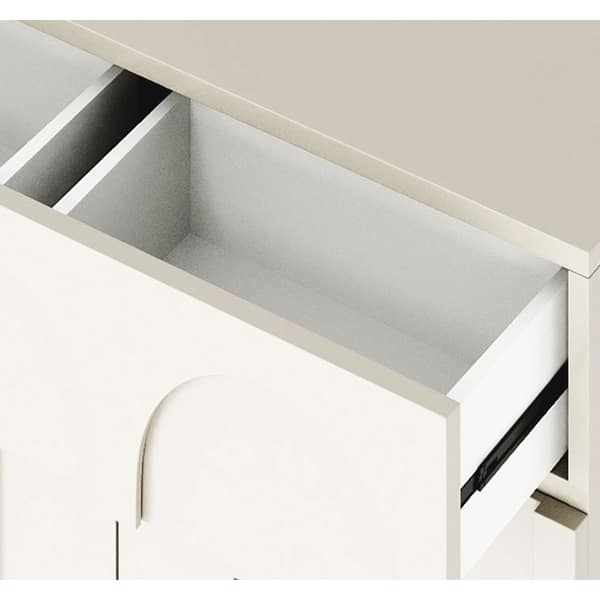 Wooden Six-Drawer Dresser Cabinet with Arch Design and Half Gloss White ...