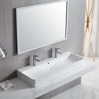 Eridanus 43" Modern Bathroom Trough Sink with Overflow - Bed Bath ...