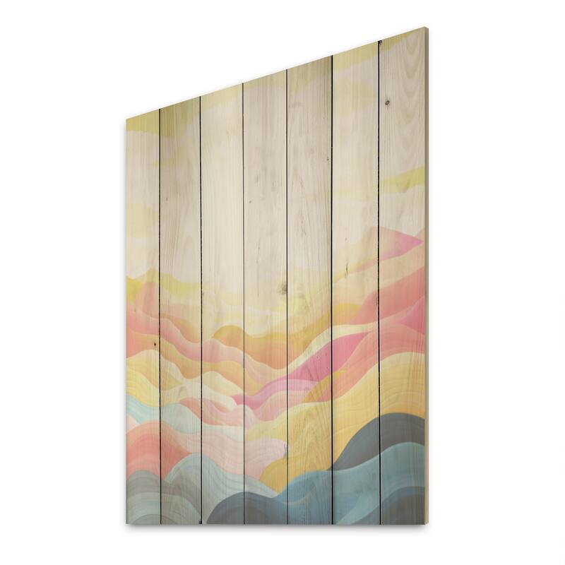 Designart "Bold Sunset Mountain Horizon" Sunrisesunset Wood Wall Decor ...