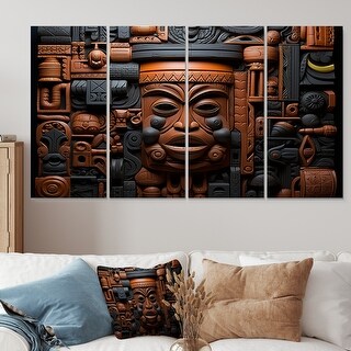 Designart "Brown And Black African Kuba Patterns Mask" Extra Large ...