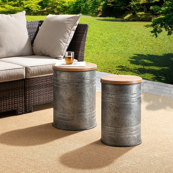 Glitzhome Set of 2 Industrial Farmhouse Outdoor Stool Storage Ottomans On Sale Bed Bath Beyond 19288140
