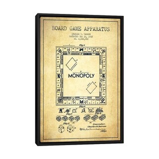 iCanvas "Monopoly Vintage Patent Blueprint" by Aged Pixel Framed Canvas ...