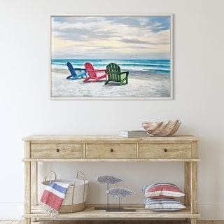 Kate and Laurel Sylvie Beach Chairs Framed Canvas by Laurie Snow Hein ...