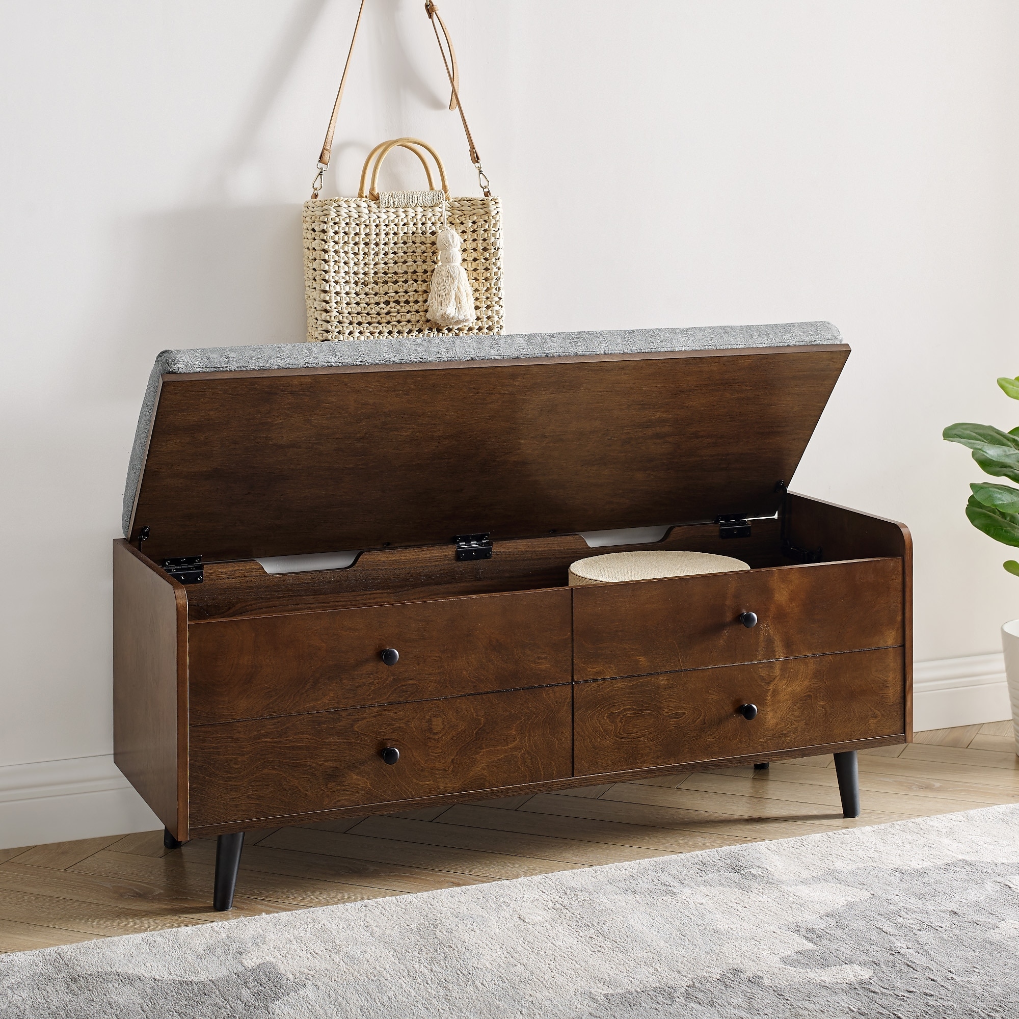 Middlebrook 46 inch Upholstered Seat Storage Bench