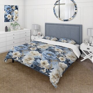 Designart "Misty Whispers Moody Patterns" White Cottage Bedding Cover ...