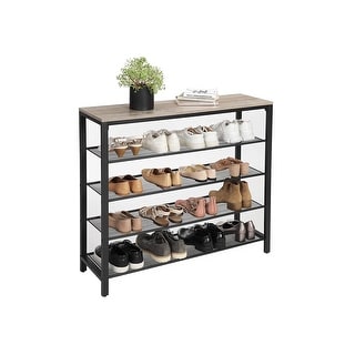 VASAGLE Shoe Rack, 5-Tier Shoe Storage Organizer with 4 Mesh Shelves ...