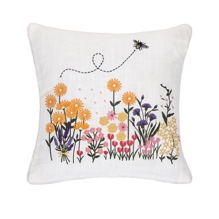 16" x 16" Spring Bumble Bee Flower Garden Accent Throw Pillow - Bed ...
