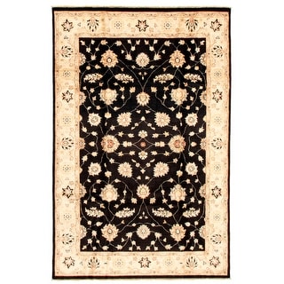 ECARPETGALLERY Hand-knotted Chobi Finest Black Wool Rug - 5'11 x 9'0 ...