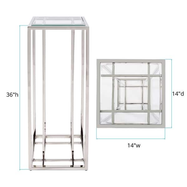 Allan Andrews Stainless Steel & Glass Echo Pedestal Accent Table - Bed ...