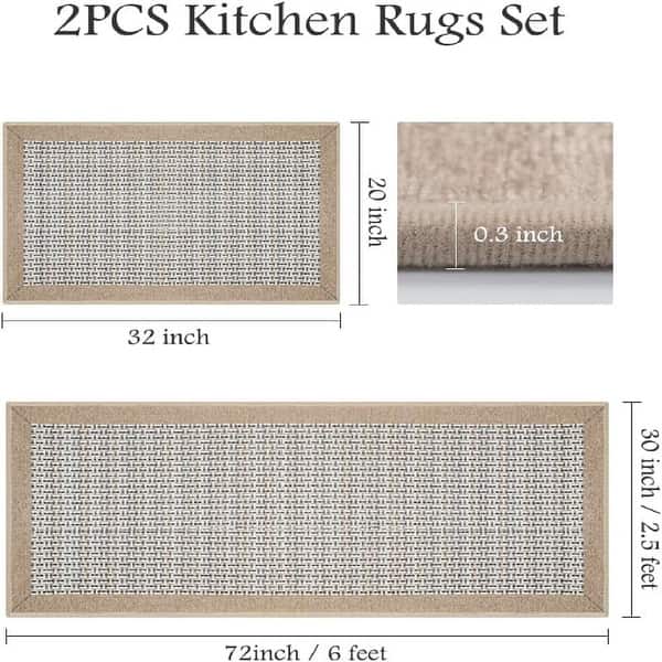 Non Slip Kitchen Rugs Sets of 2 - Extra Large - 2.5 feet X 6 feet - Bed ...