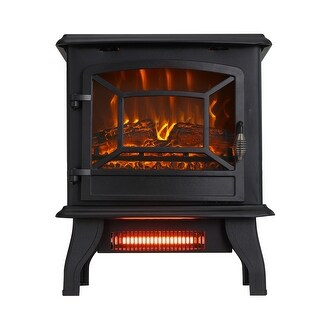 17in 1400W Freestanding Electric Fireplace Stove Heater with 3D Flame ...