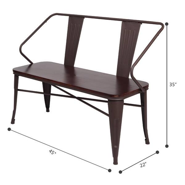 Iron And Wood Combined Industrial Wind Garden Bench Brown - Bed Bath ...