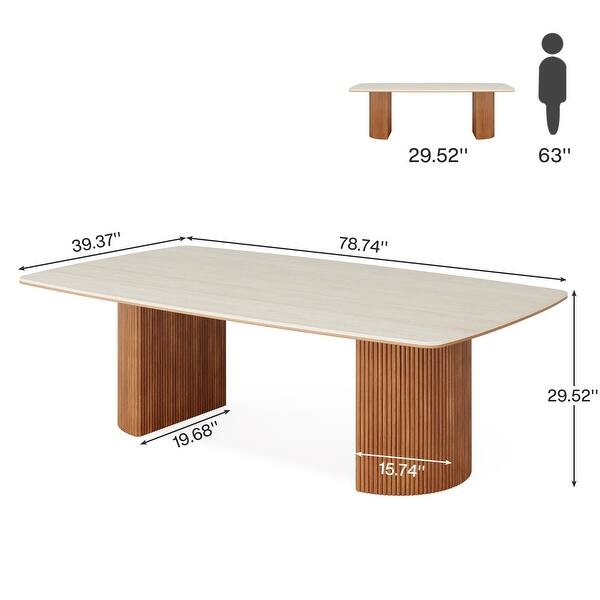 78.8-inch Large Executive Desk Home Office Desks with Travertine Slab ...