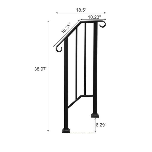 Outdoor Single Post Handrail Railing Fits 1 or 2 Steps Grab Rail for ...