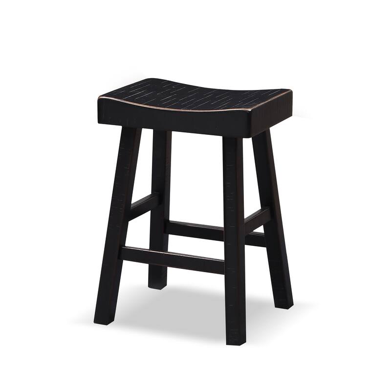 Furniture of America Barne Farmhouse Solid Wood Hefty Saddle Seat ...