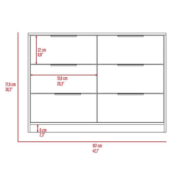 Contemporary Style 6-Drawer Rectangle Dresser for Bedroom, Superior Top ...