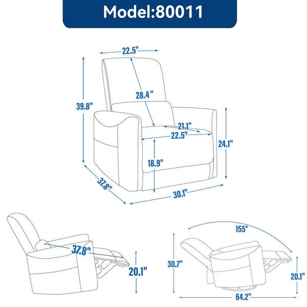 Swivel and Rocker Power Recliner Chair, Heavy Duty Motion Mechanism ...