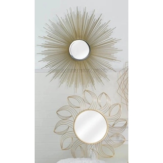 Golden Rays Mirror and Golden Petals Wall Mirror - Bronze/Gold - Bed ...