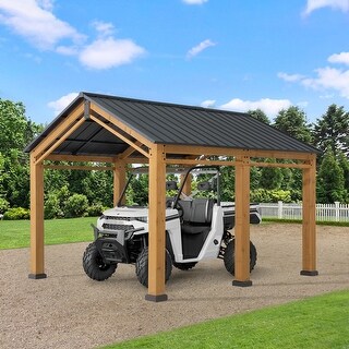 Sunjoy 13 ft. x 11 ft. Hanover Cedar Wood Carport - Bed Bath & Beyond ...