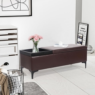 Adeco Lift-Top Storage Ottoman with 1 Trays - Bed Bath & Beyond - 36833081