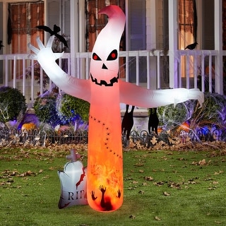 8FT Halloween Ghost Inflatable Built-in LED Lights with Ground Stakes ...
