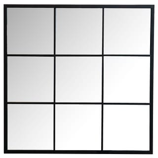 Quetzal 35 x 35 Inch Square Window Pane Wall Mirror Black - Bed Bath ...