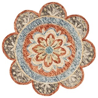 6' Round Orange Scalloped Edge Area Rug - 3'6" - Bed Bath & Beyond ...