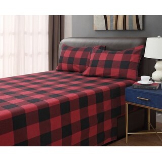 Dresden Buffalo Plaid 4-piece Cotton Flannel Sheet Set - Bed Bath ...