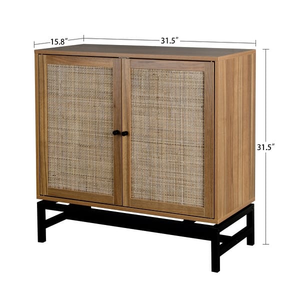 Natural Rattan 2 Door Cabinet with 1 Adjustable Inner Shelves Accent ...