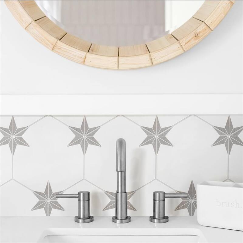 Merola Tile Stella Hex Day 8-5/8" x 9-7/8" Porcelain Floor and Wall ...