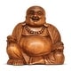 Wooden Laughing Happy Buddha Statue Hand Carved Smiling Sitting ...