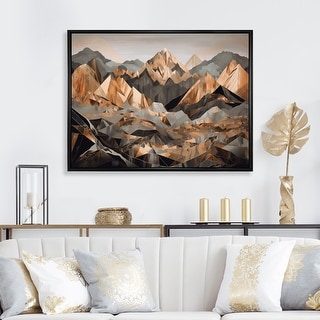 Designart "Grey Geometric Horizons" City Geometric Framed Canvas Wall ...