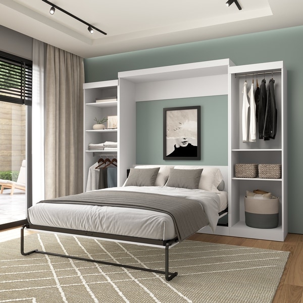 Murphy Bed Cabinet Wall Bed Closet Bed Side Flip Murphy Bed with 4 ...
