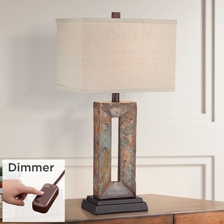 Tahoe Small Rectangular Slate Table Lamp with Table Top Dimmer - 26" x ...