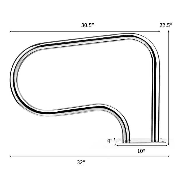 Costway Swimming Pool Hand Rail Stainless Steel Ladder Handrail Stair ...