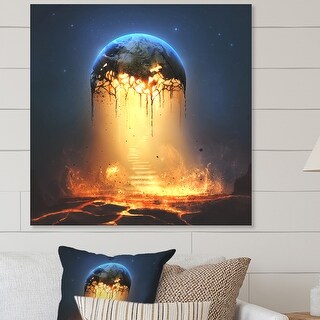 Designart "Surreal Fire Lava Pouring" Traditional Canvas Wall Decor ...