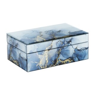 8" x 5" Decorative Wooden Storage Box Contemporary Blue and Gold ...