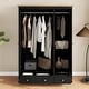 Modern Wood Wardrobe Practical Wardrobe Hidden Wardrobe with 2 Drawers ...