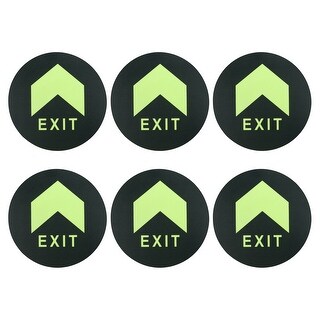 Glowing Exit Sign Sticker, 6 Pack Directional Adhesive Decal, Green ...