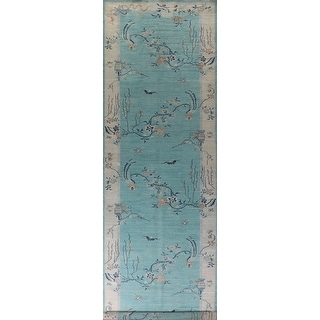 Floral Traditional Art Deco Chinese Runner Rug Handmade Wool Carpet - 4 ...