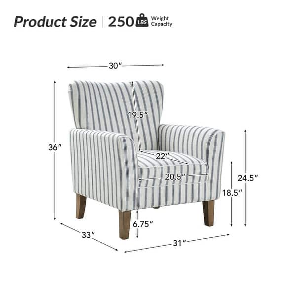 Warren Farmhouse Striped Wingback Chair with Solid Wood Legs by HULALA ...